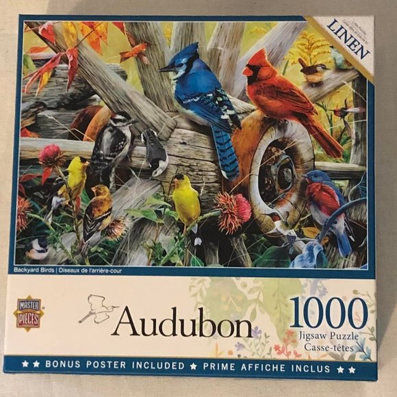 Audubon | Games | Nib Audubon Backyard Birds 00pc Linen Jigsaw Puzzle ...